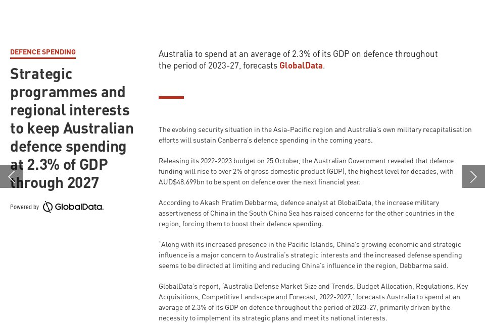 Strategic programmes and regional interests to keep Australian defence ...